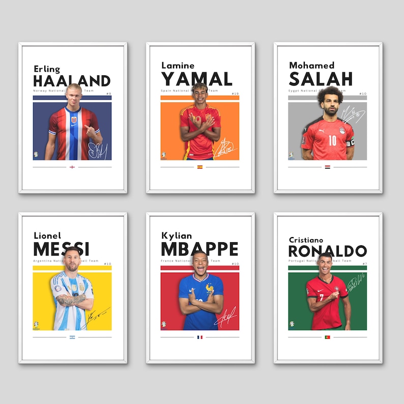 Football Superstar Poster Set: Soccer Player Prints (digital Download ...