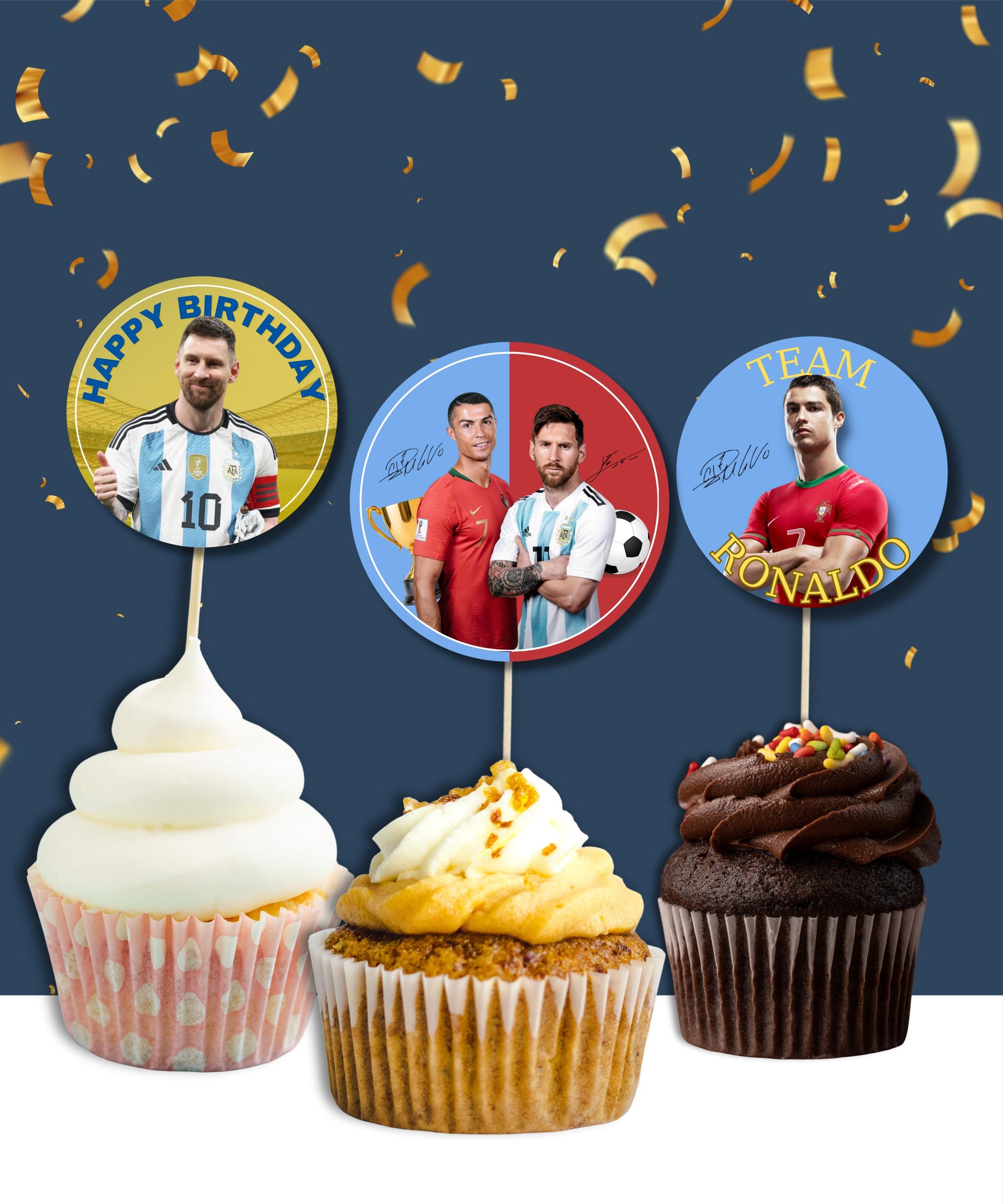 Messi & Ronaldo Cupcake Toppers, Soccer Birthday Party (PDF) - Etsy