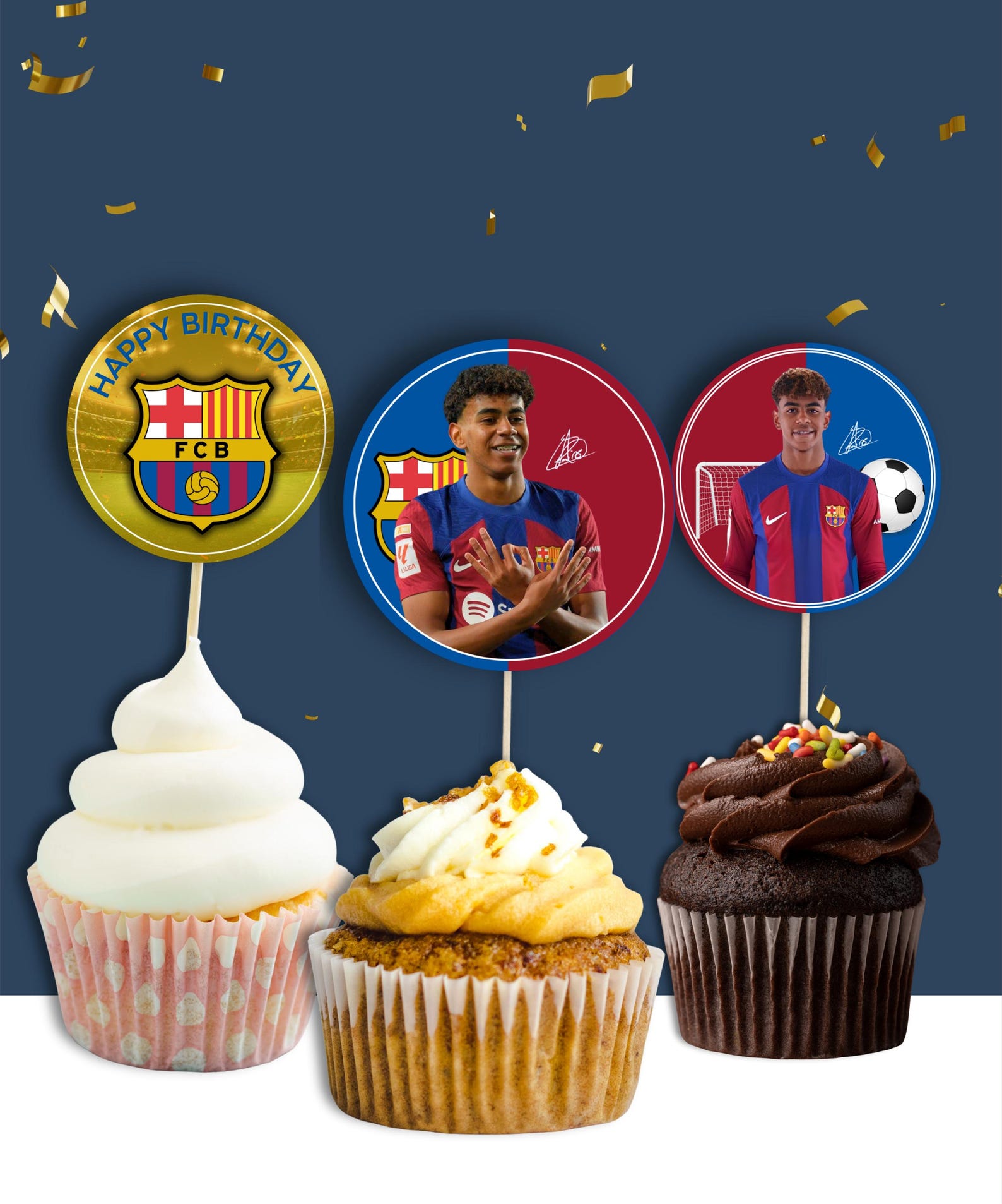 Printable Lamine Yamal Cupcake Toppers Soccer Party Football Barcelona ...