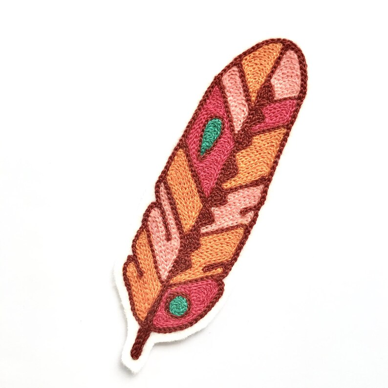 Feather Embroidered Felt Patch Iron on Patch Handmade | Etsy