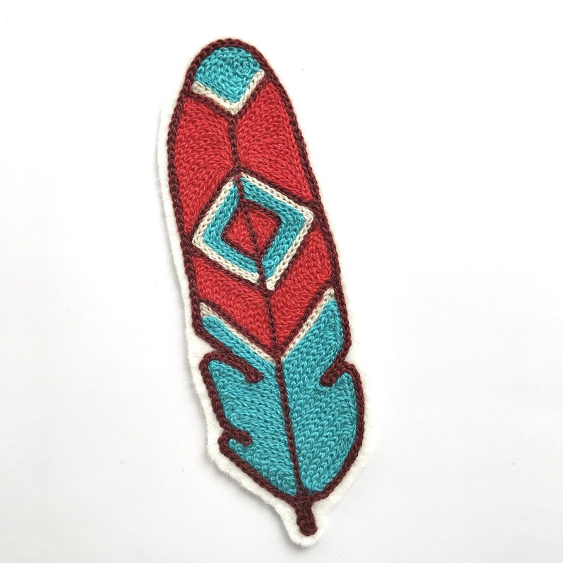 Feather Embroidered Felt Patch Iron on Patch Handmade | Etsy