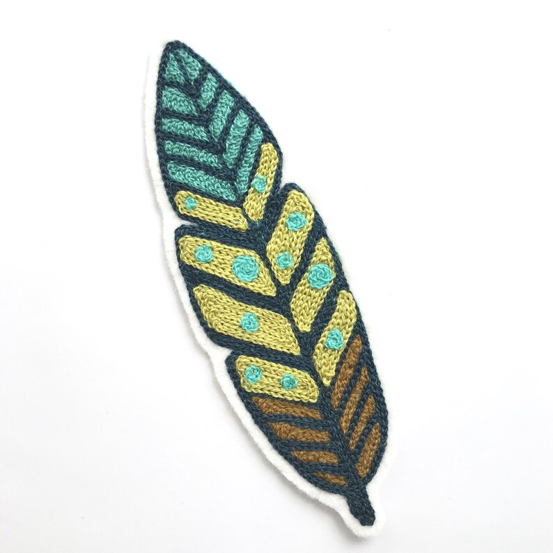 Feather Embroidered Felt Patch Iron on Patch Handmade | Etsy