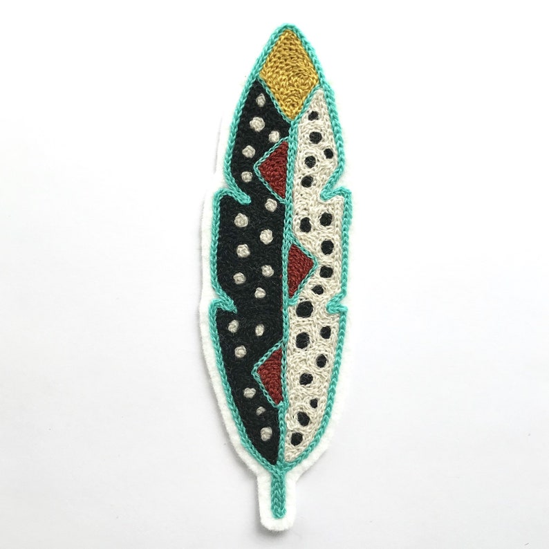 Feather Embroidered Felt Patch Iron on Patch Handmade | Etsy