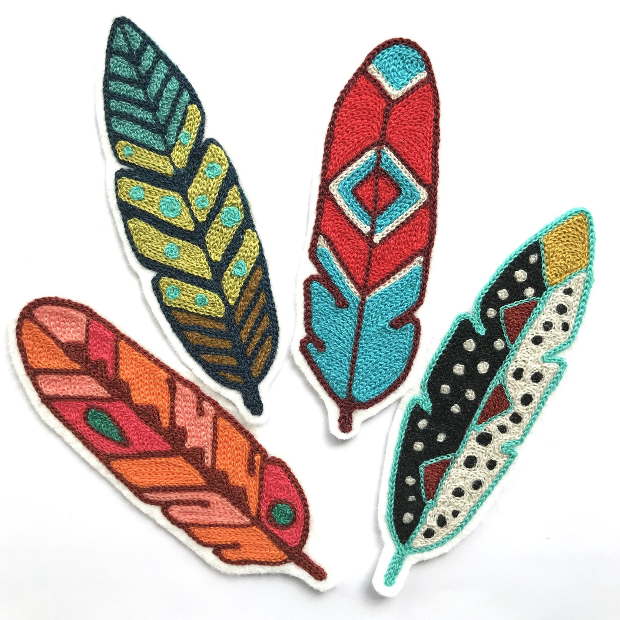 Feather Embroidered Felt Patch Iron on Patch Handmade | Etsy