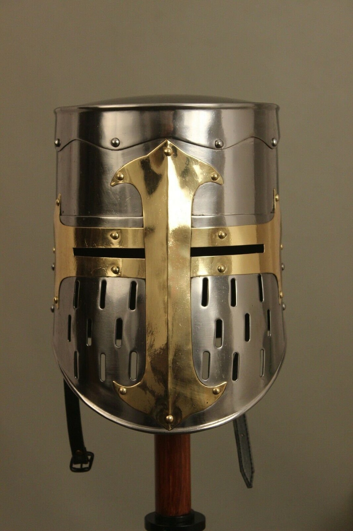Crusader Helmet Templar Helmet Steel Knight Helmet Medieval Brass Cross ...