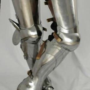 Medieval Greaves Leg Guard With Shoes Knight Armor 18 Guage Steel LARP ...