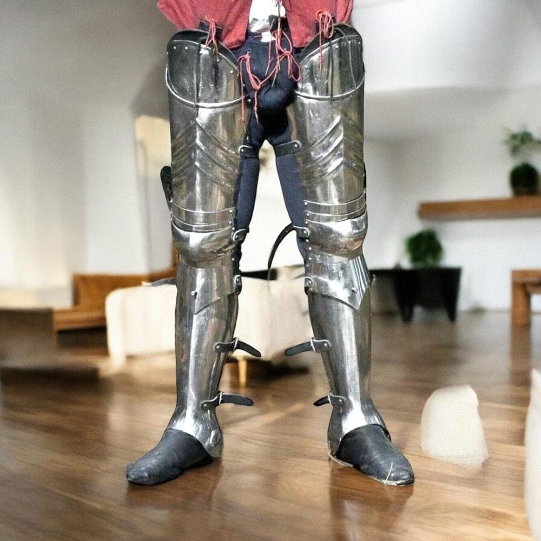 Medieval Greaves Armor Leg Knee Guard Knight 18 Guage Steel LARP Gothic ...