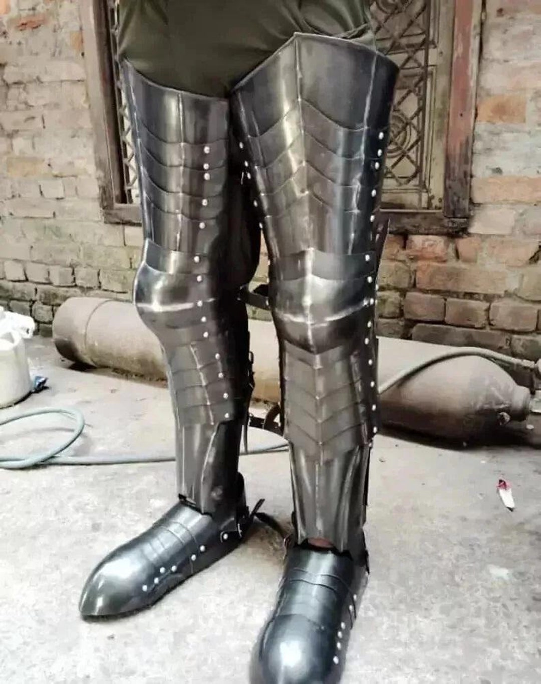 Medieval Greaves Leg Guard Thigh Sabaton Shoes Knight Armor 18 Guage ...