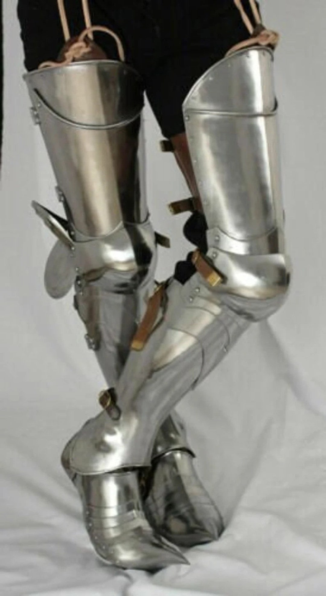 Medieval Knight Steel Greaves Leg Guard With Shoes Armor LARP Gothic ...