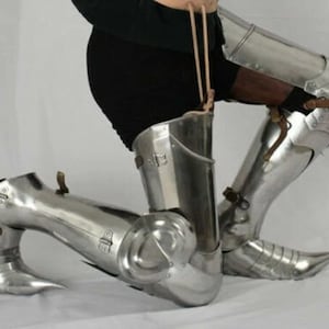 Medieval Greaves Leg Guard With Shoes Knight Armor 18 Guage Steel LARP ...