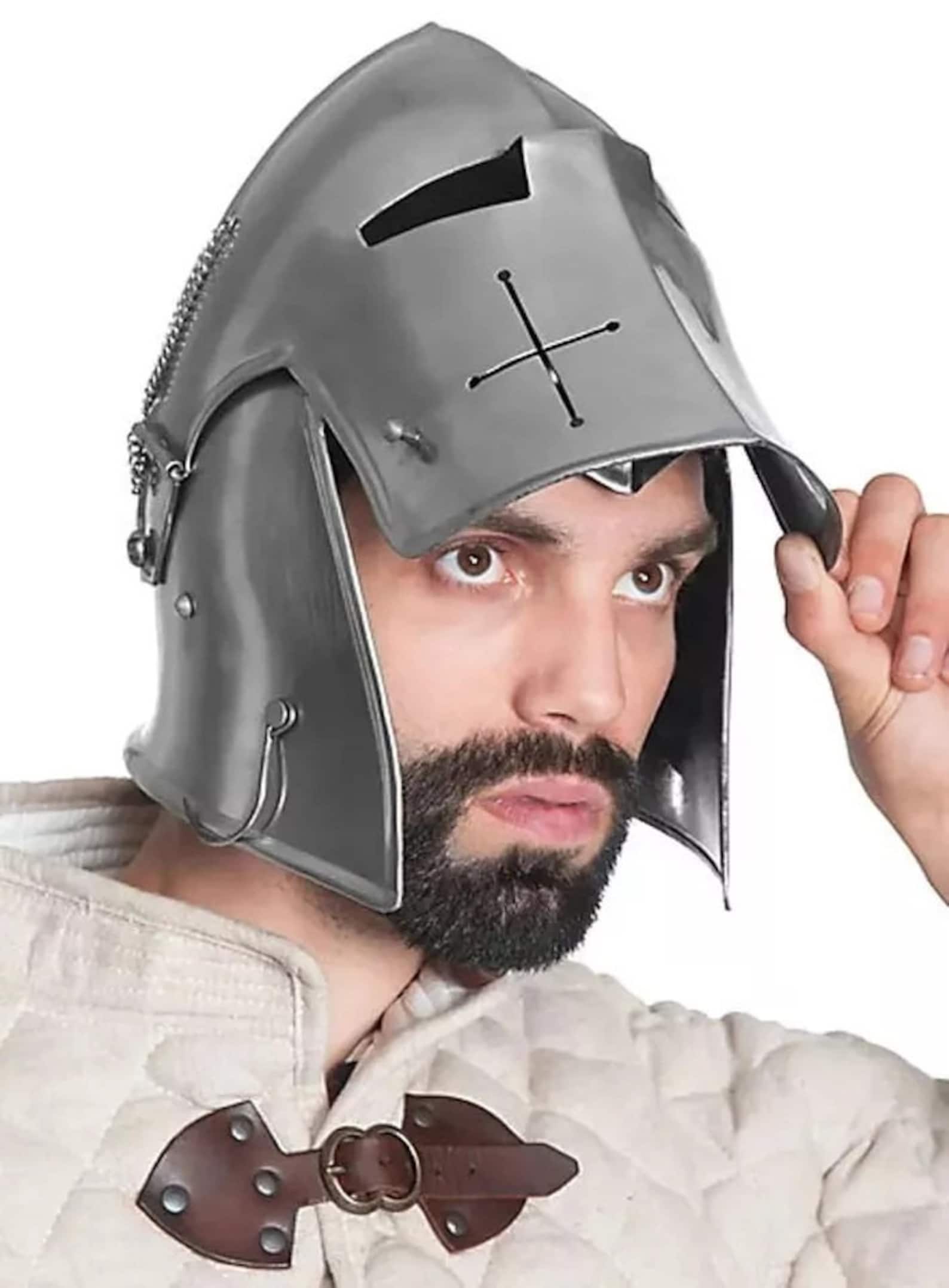 Medieval Barbute Helmet Visor Helmet Steel Knight Wearable Barbuta ...