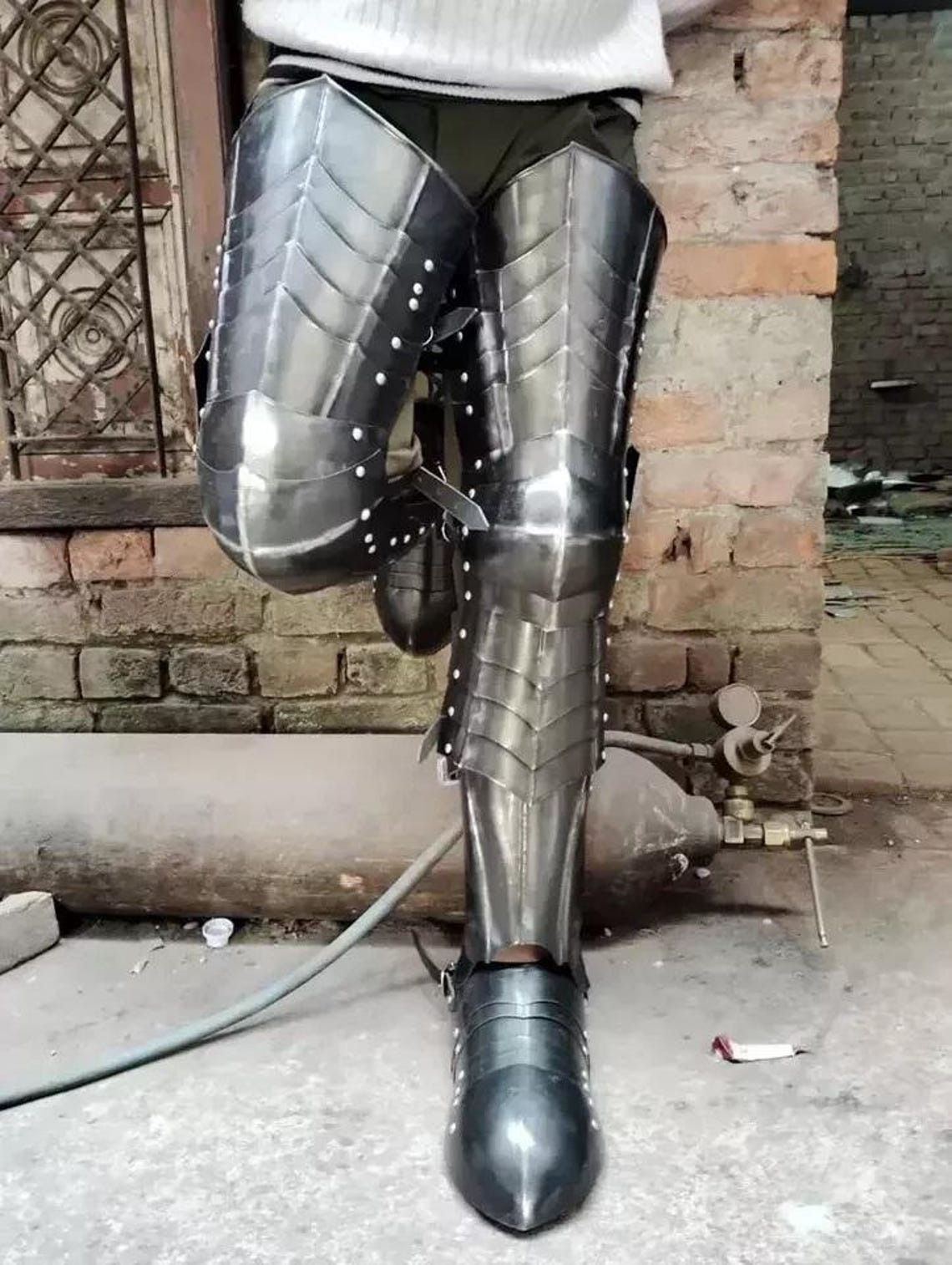 Medieval Greaves Leg Guard Thigh Sabaton Shoes Knight Armor 18 Guage ...
