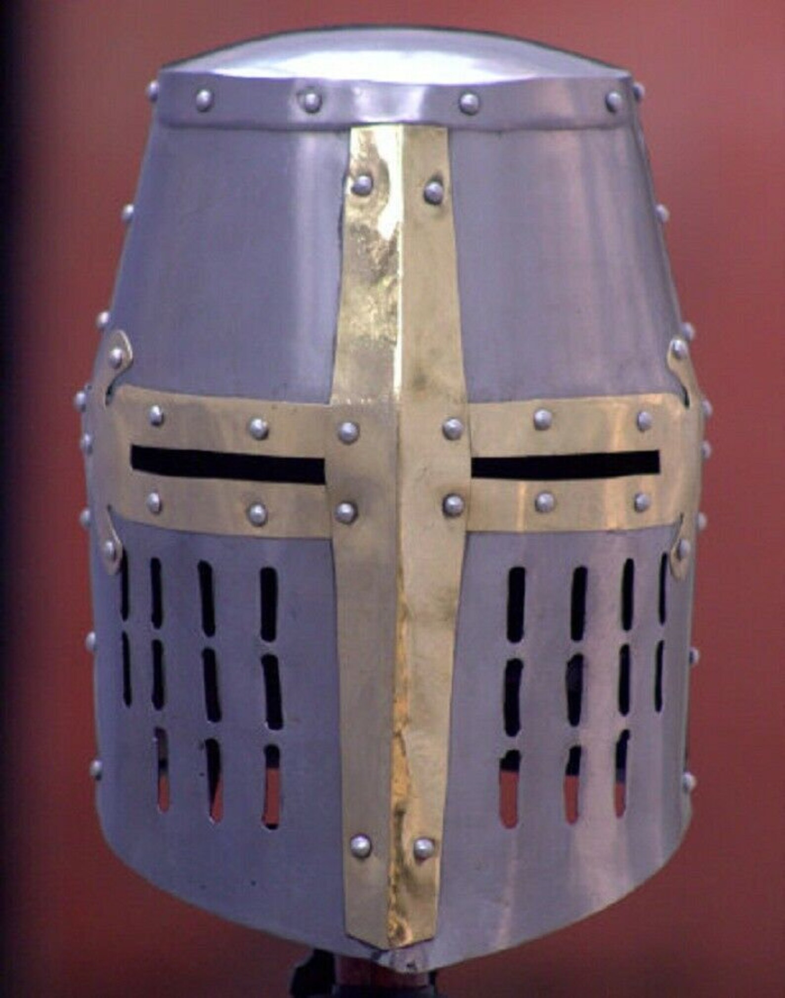 Templar Helmet Crusader Helmet Steel Knight Helmet Medieval Brass Cross ...