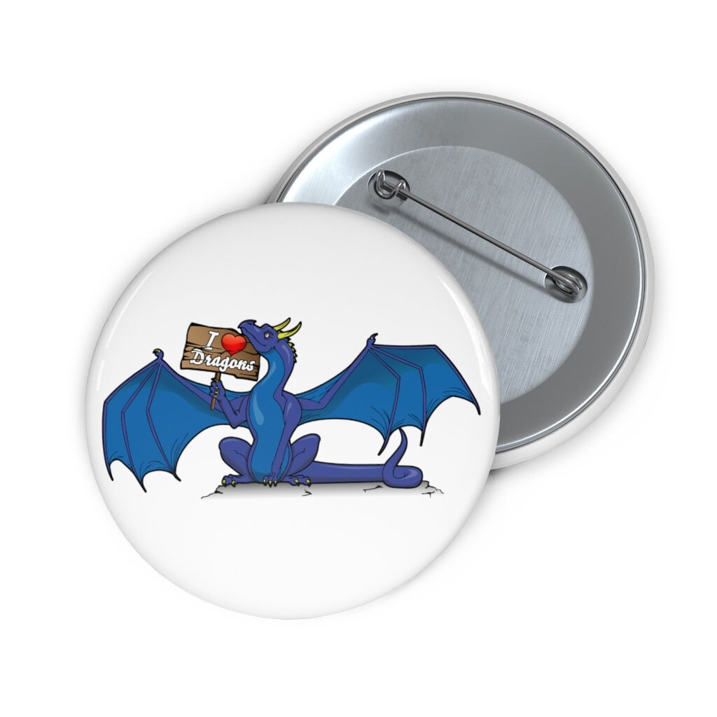 I Love Dragons Blue Dragon Custom Pin Buttons | Etsy