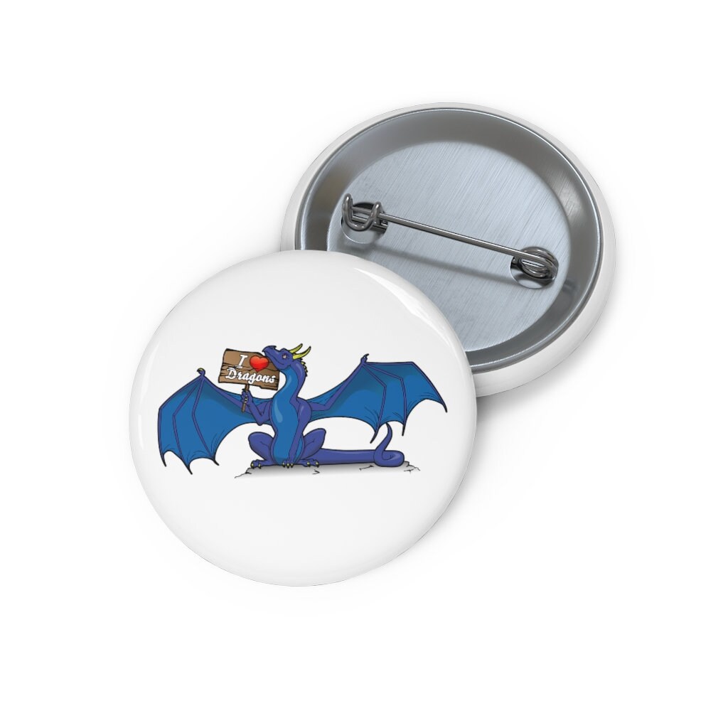 I Love Dragons Blue Dragon Custom Pin Buttons | Etsy