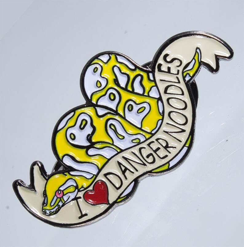 I Love Danger Noodles Soft Enamel Pin Funny Snake Ball Python - Etsy
