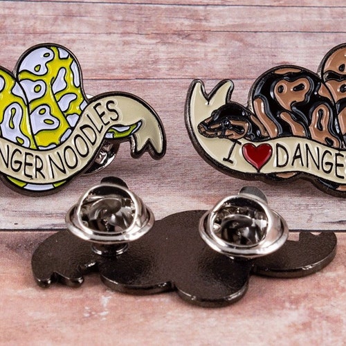 I Love Danger Noodles Soft Enamel Pin Funny Snake Ball Python - Etsy