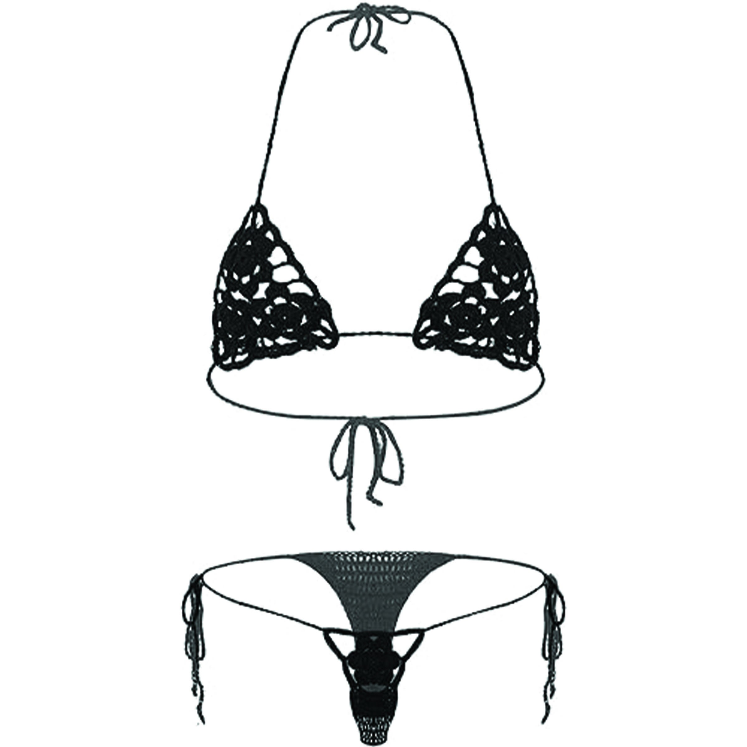Sexy Crochet Bikini Set Crochet Thong Crochet Bra Flower Beach Wear Swimsuit Lace Up Floral Mini