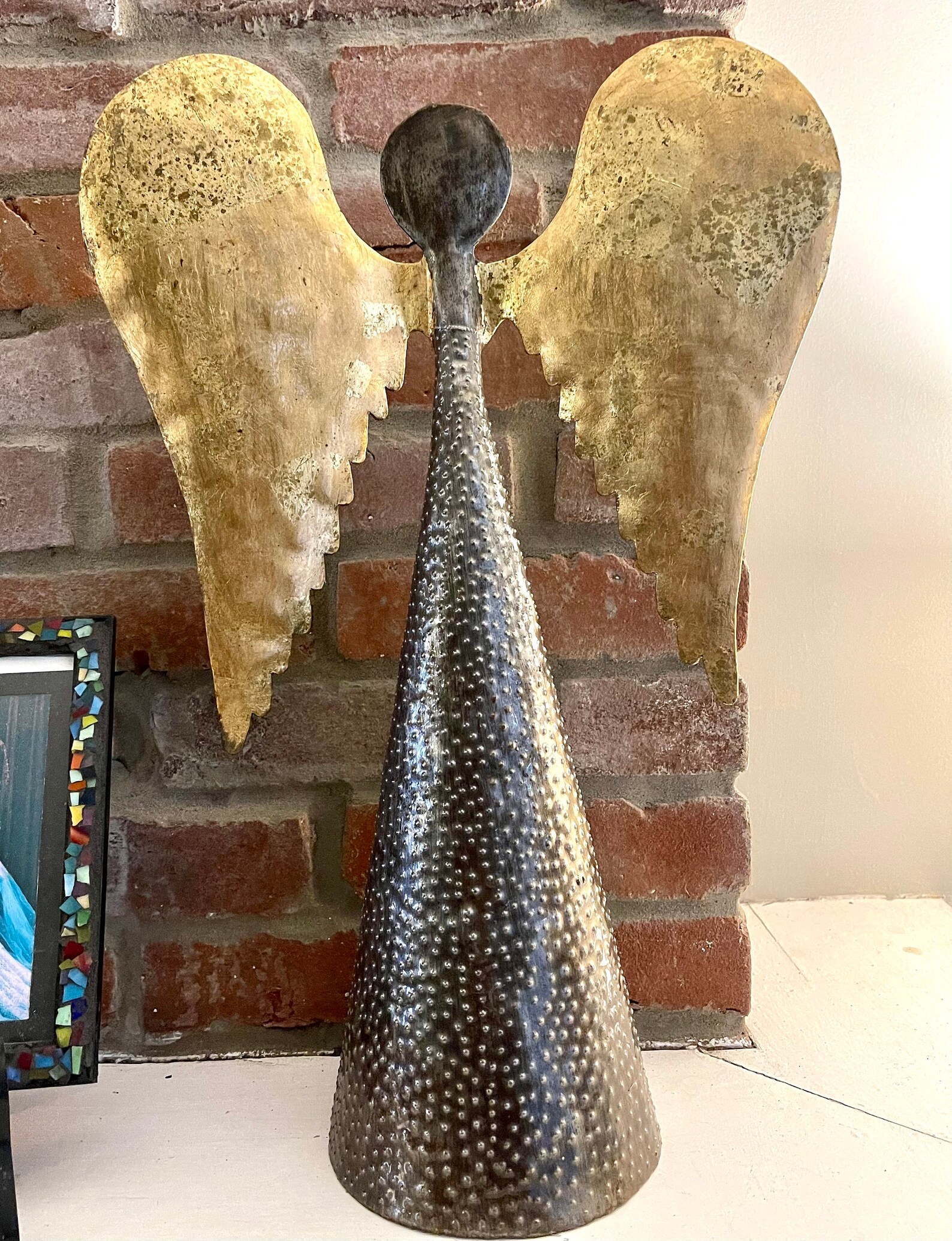 Vintage Brass and Copper Angel Garden Statue - Etsy