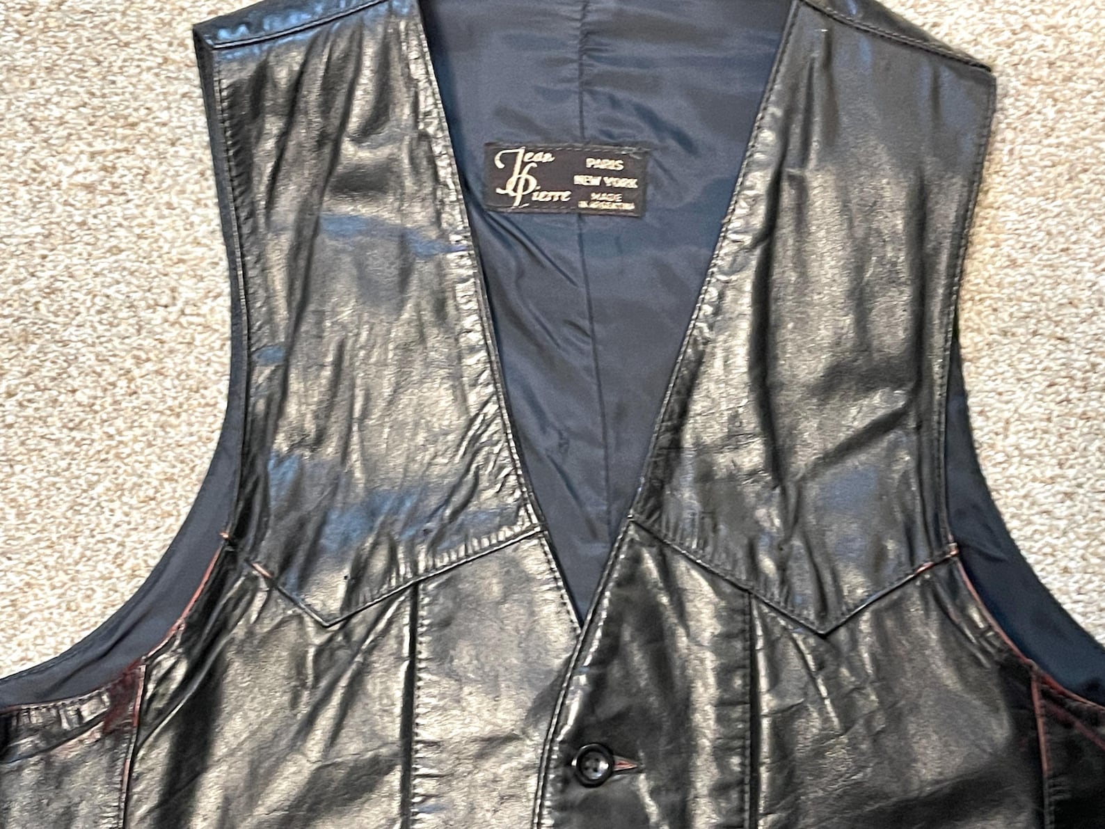 Vintage 1970s Black Leather Vest | Classic Biker Vest | Genuine Leather ...