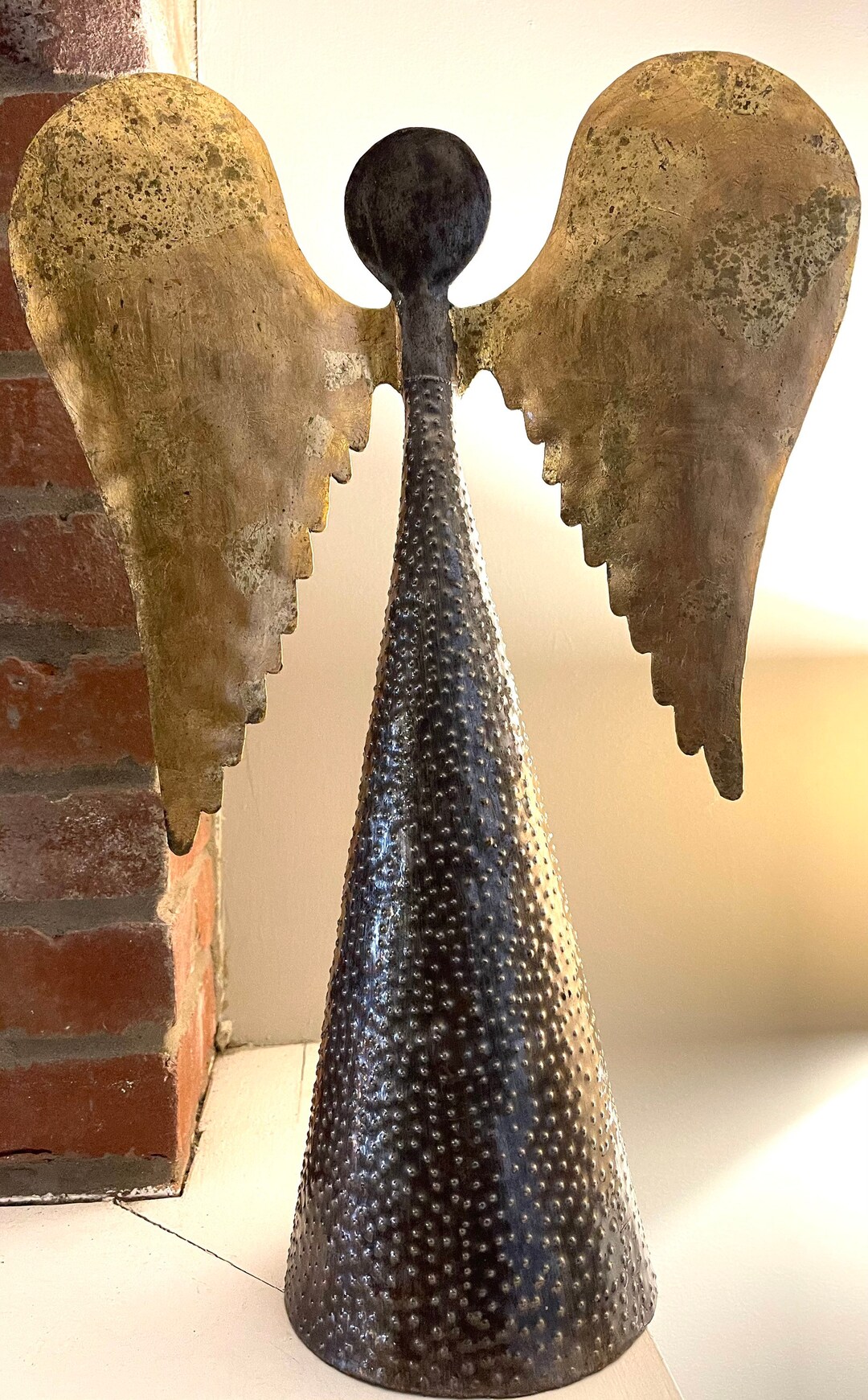 Vintage Brass and Copper Angel Garden Statue - Etsy