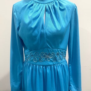 Vintage 1960’s/70’s Baby Blue Keyhole Maxi Dress - Etsy