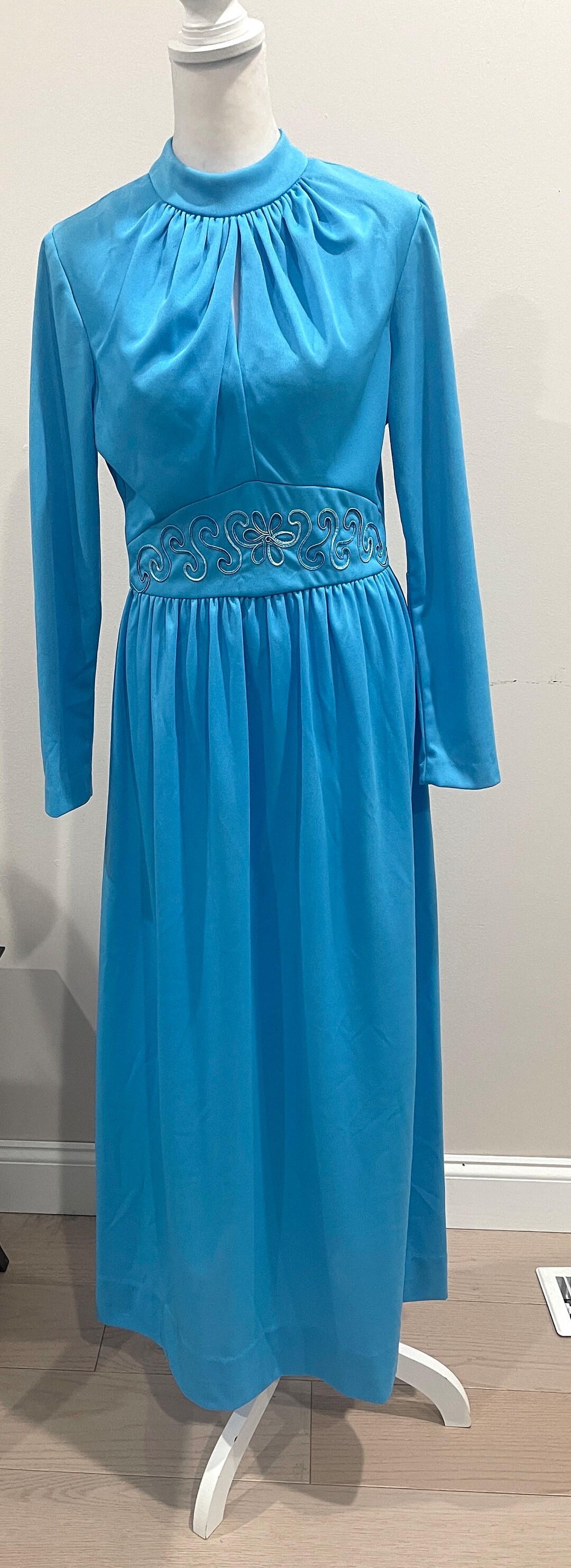 Vintage 1960’s/70’s Baby Blue Keyhole Maxi Dress - Etsy