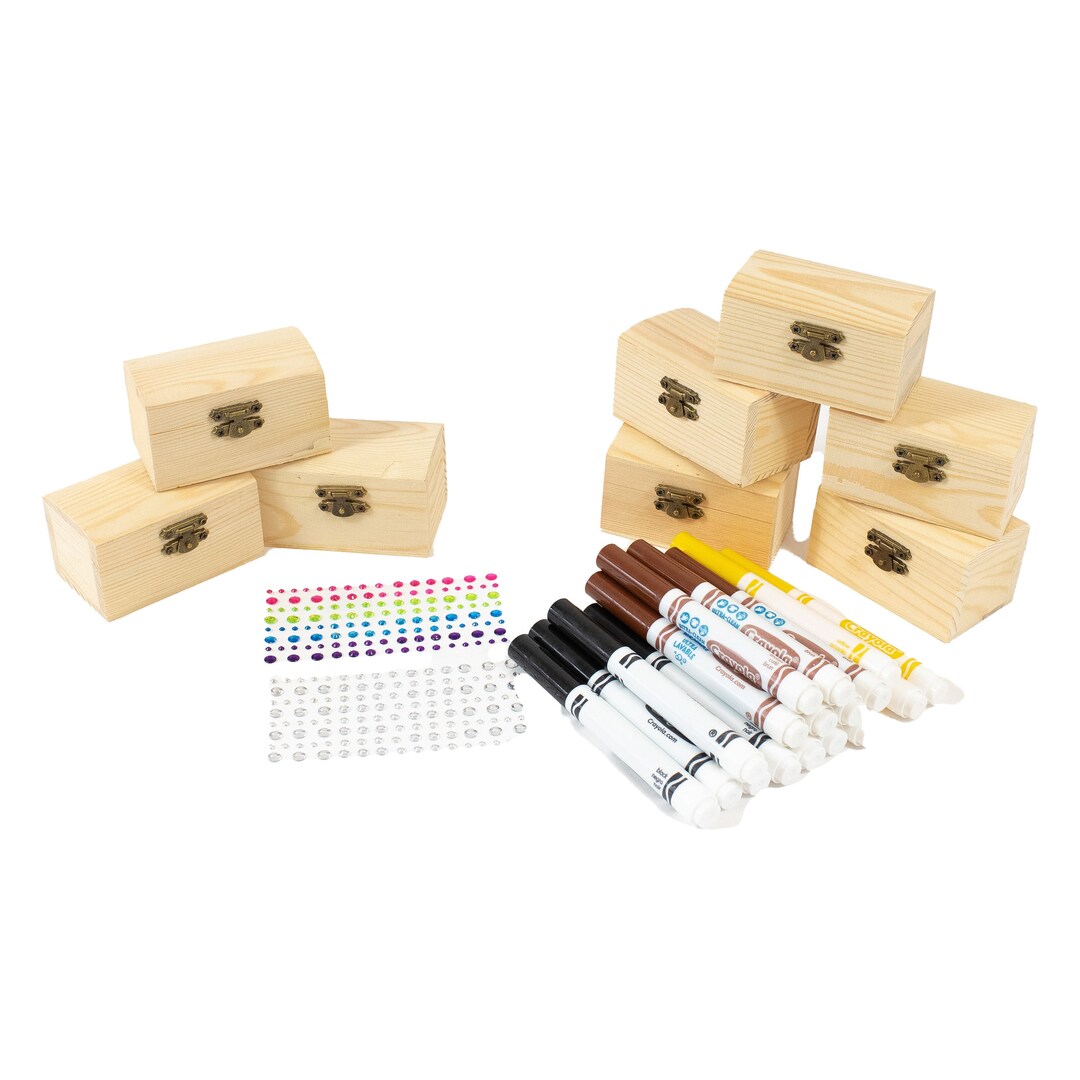 DIY Pirate Treasure Chest Craft Kit, 8 Wooden Chests to Color ...
