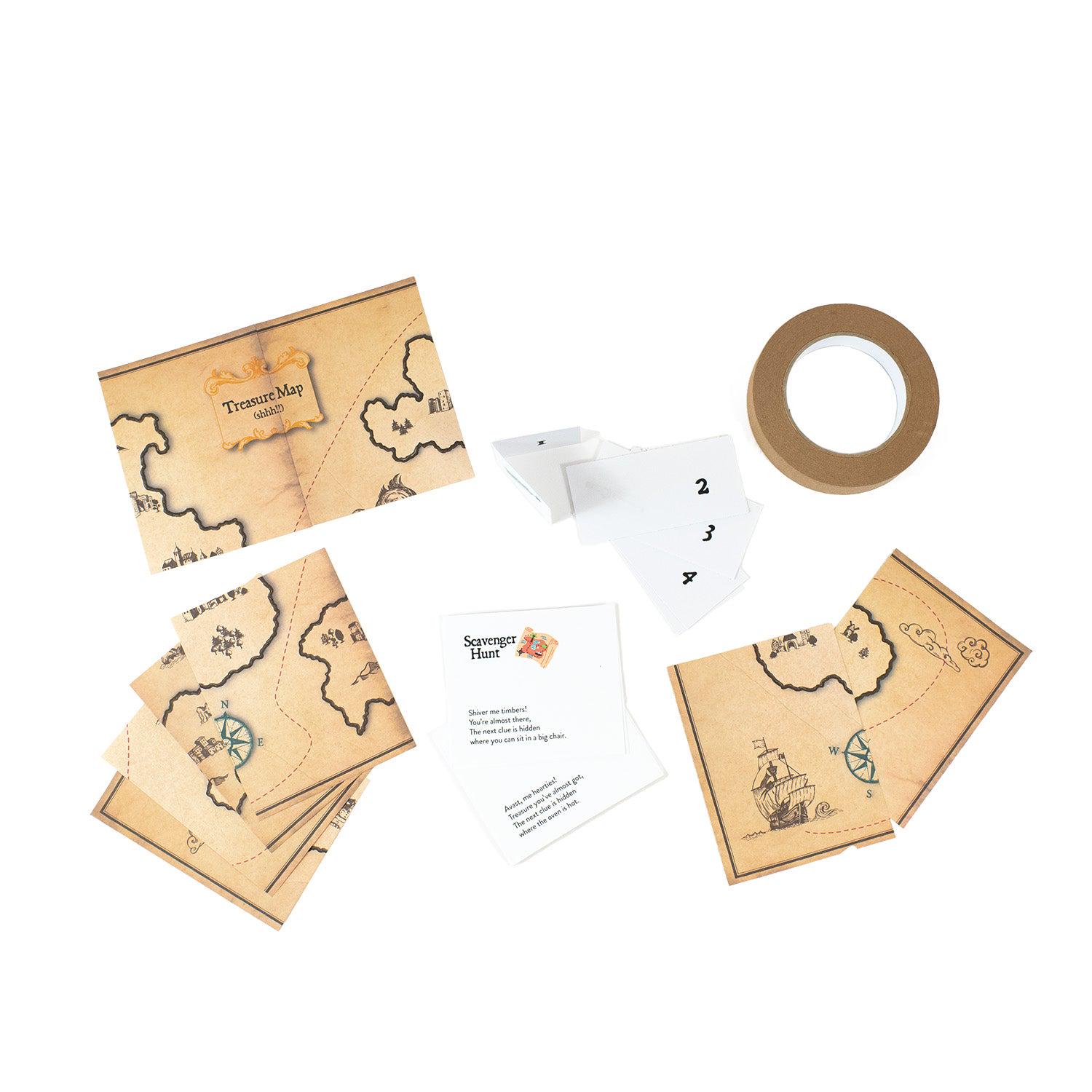 Pirate Treasure Map Scavenger Hunt, Birthday Party Game Activity Kit ...