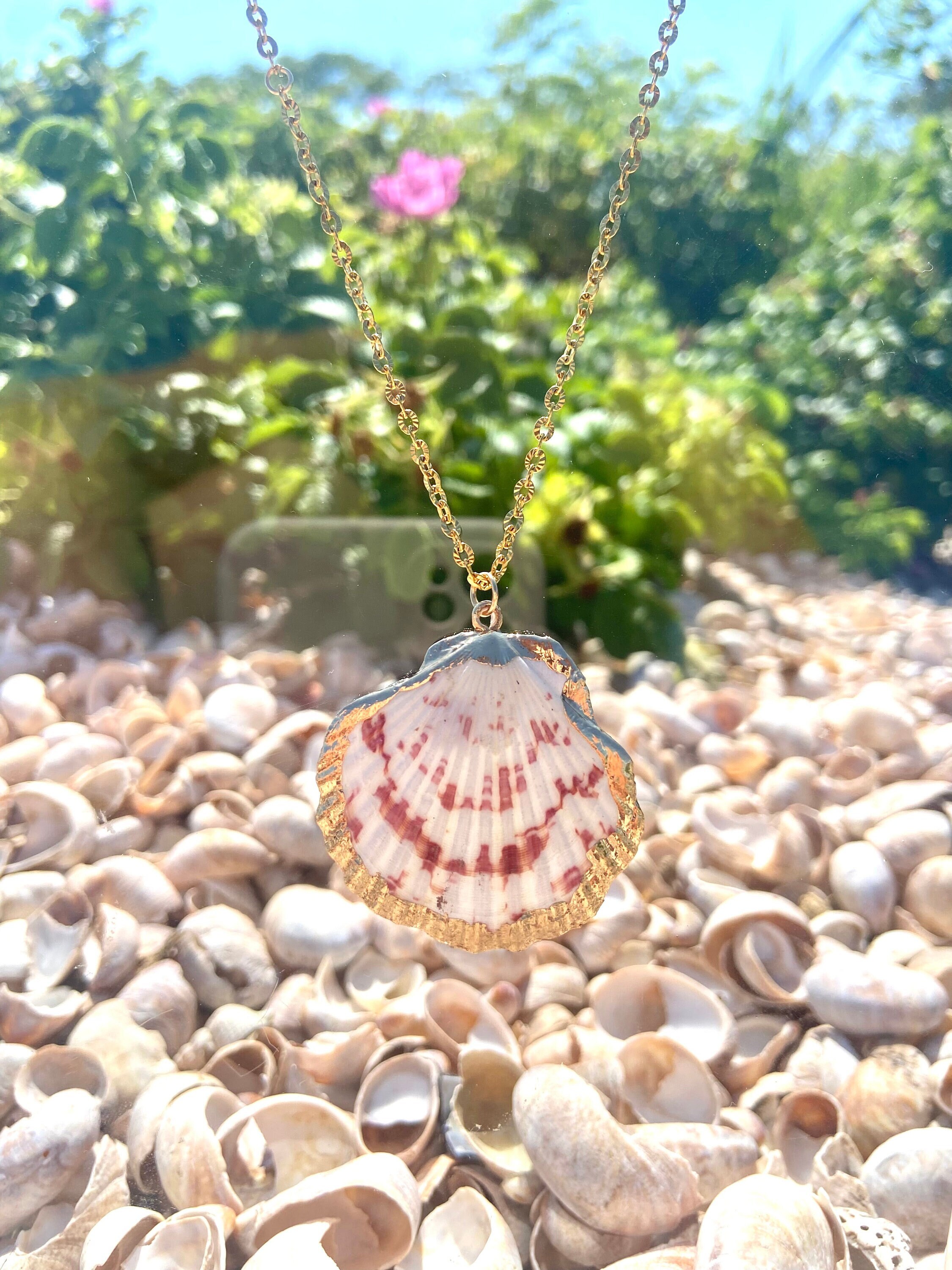 Gold Shell Necklace ~ Natural Sea Shell Necklace ~ Boho Beach Jewelry ...