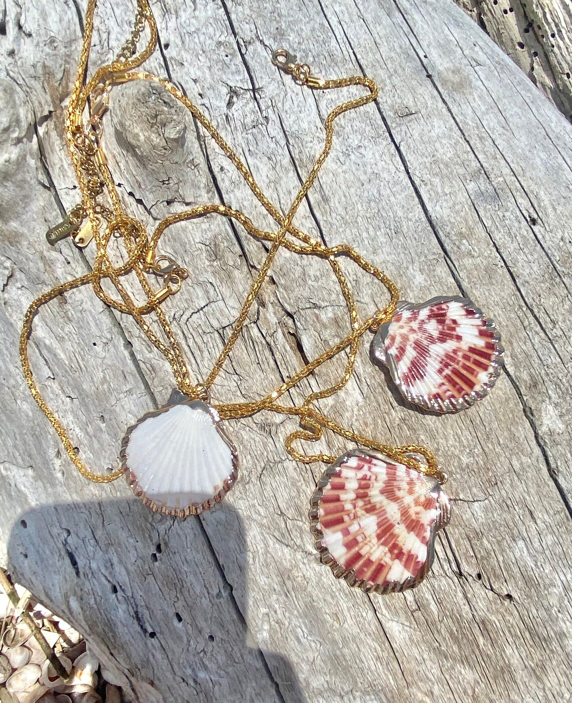 Gold Shell Necklace ~ Natural Sea Shell Necklace ~ Boho Beach Jewelry ...