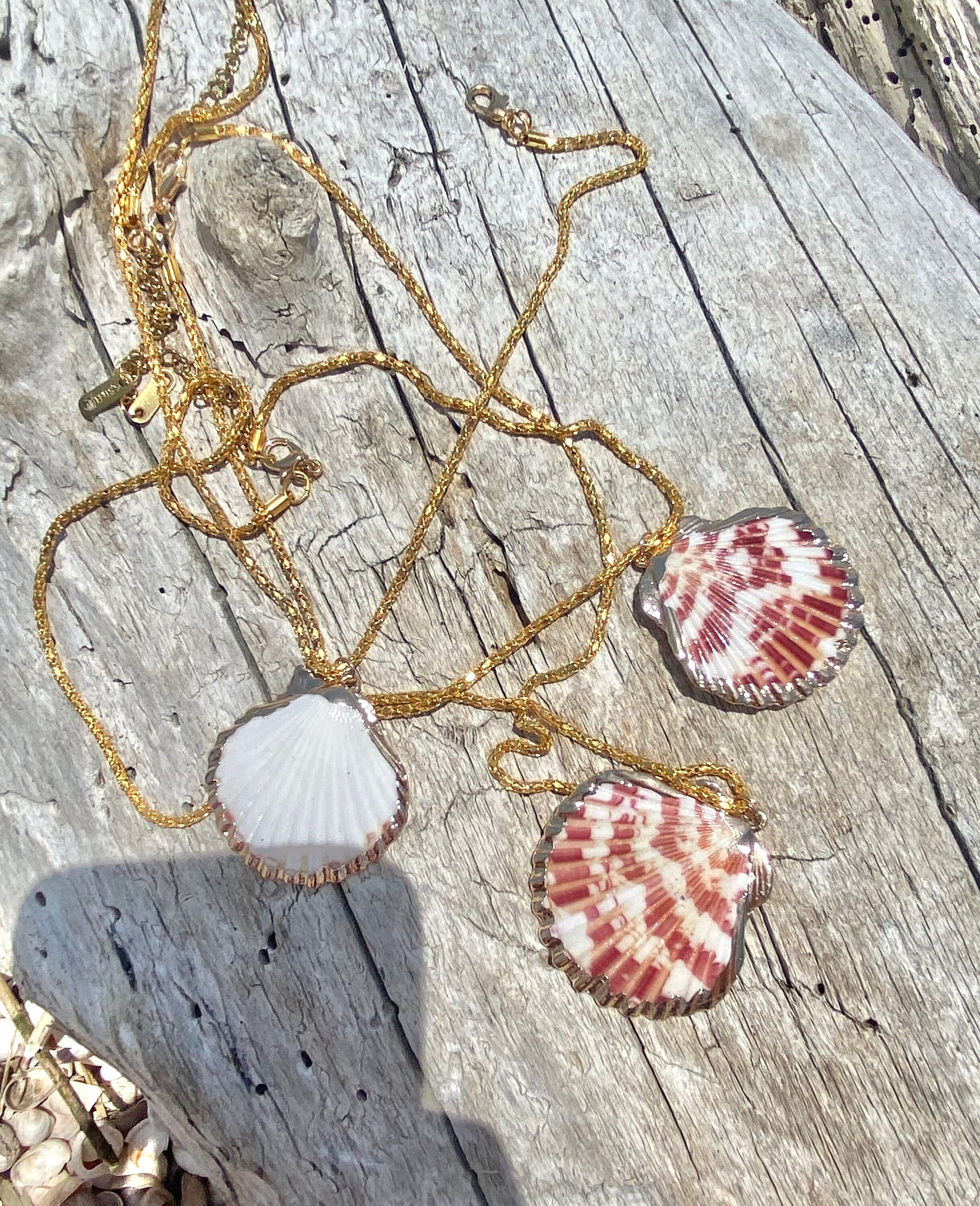Gold Shell Necklace ~ Natural Sea Shell Necklace ~ Boho Beach Jewelry ...