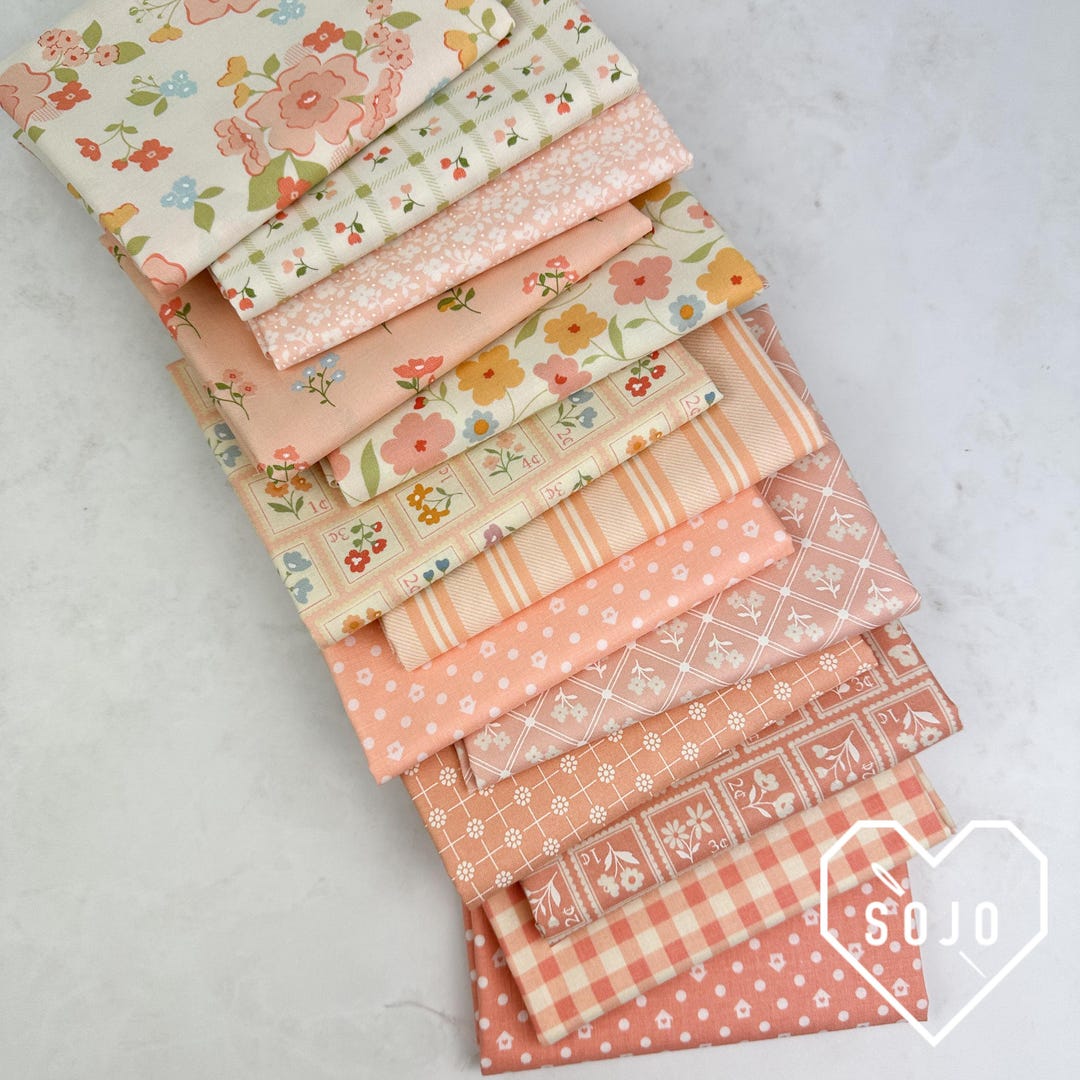 Cottage Charm/dainty Meadow Pink and Peach Color Way Fat Quarter Bundle ...