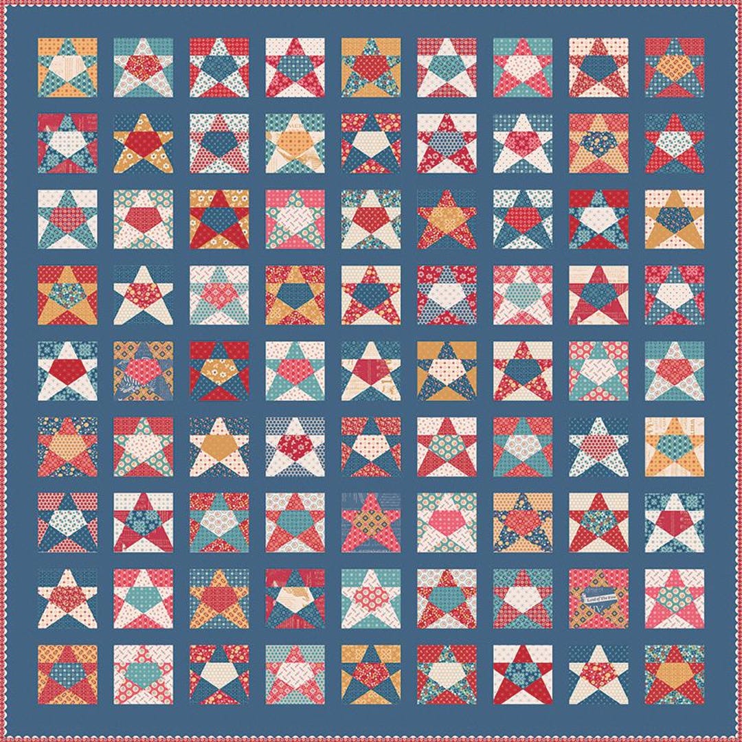 Paper Stars Quilt Kit - by Lori Holt - Using Americana Fabric - Finished Size is 87" X 87 ...