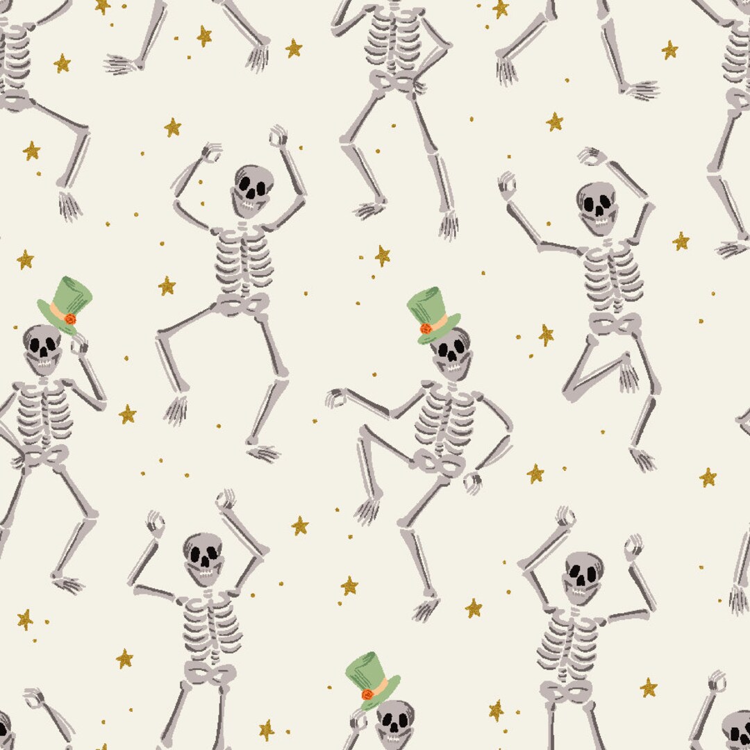 Rifle Paper Halloween - Skeletons in Cream Metallic RP1301-CR3M - by ...