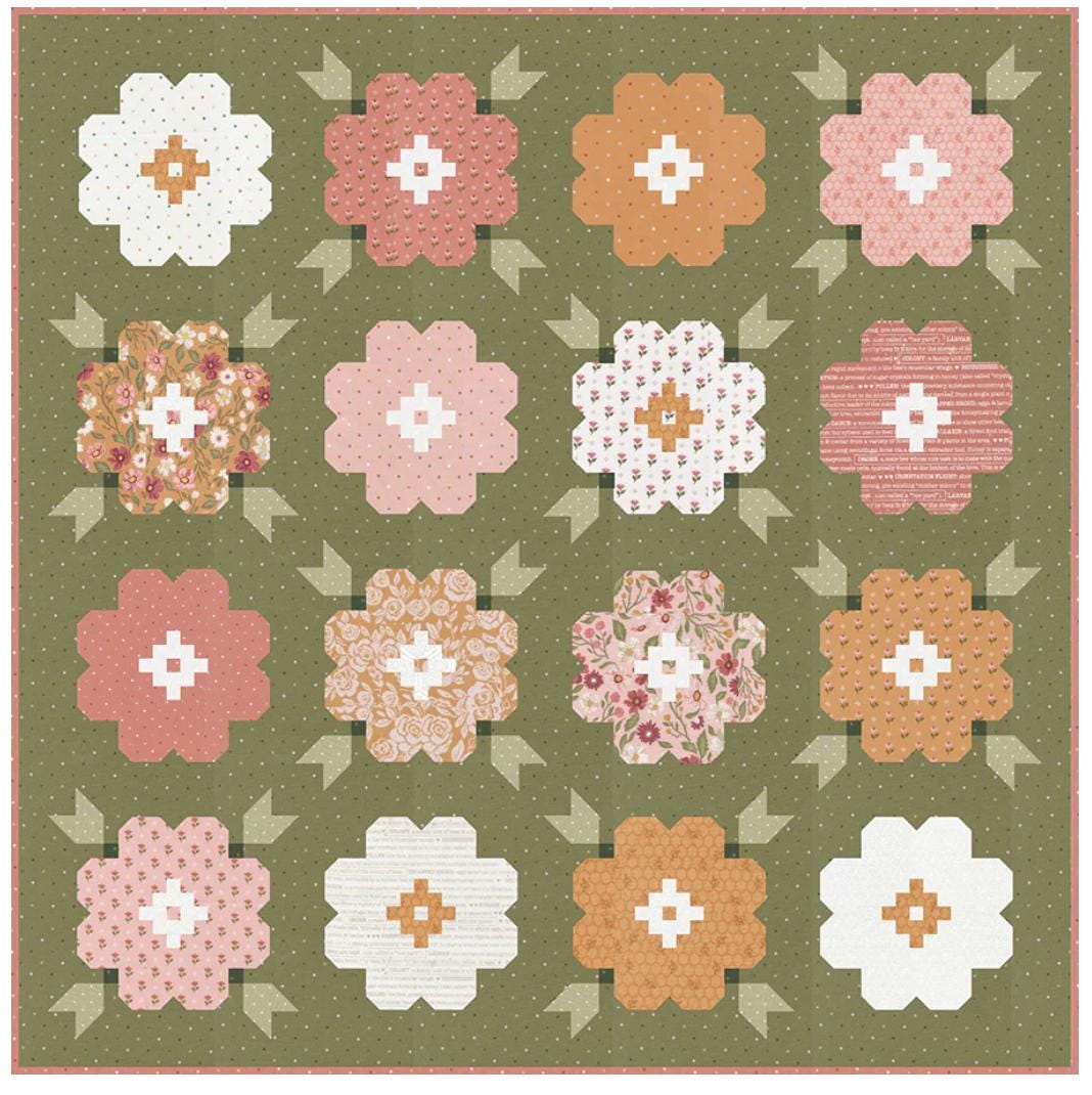 Vintage Blooms Quilt Kit With White Background - Pattern by Lella ...