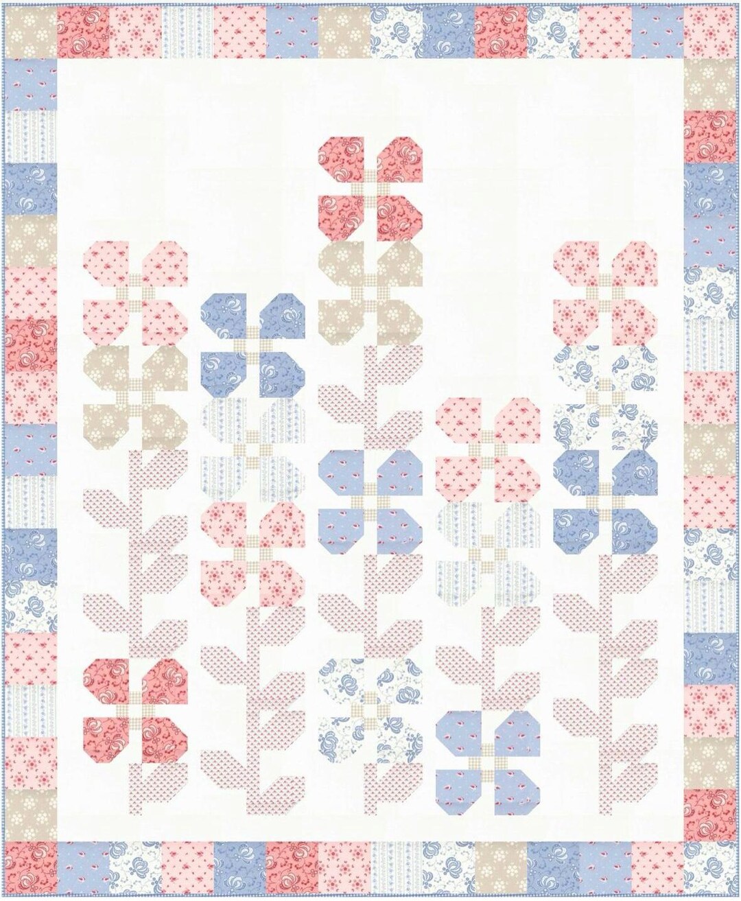 Horace's Hollyhocks Quilt Kit - Pattern by Wendy Sheppard - Made With Hollyhocks and Roses by ...