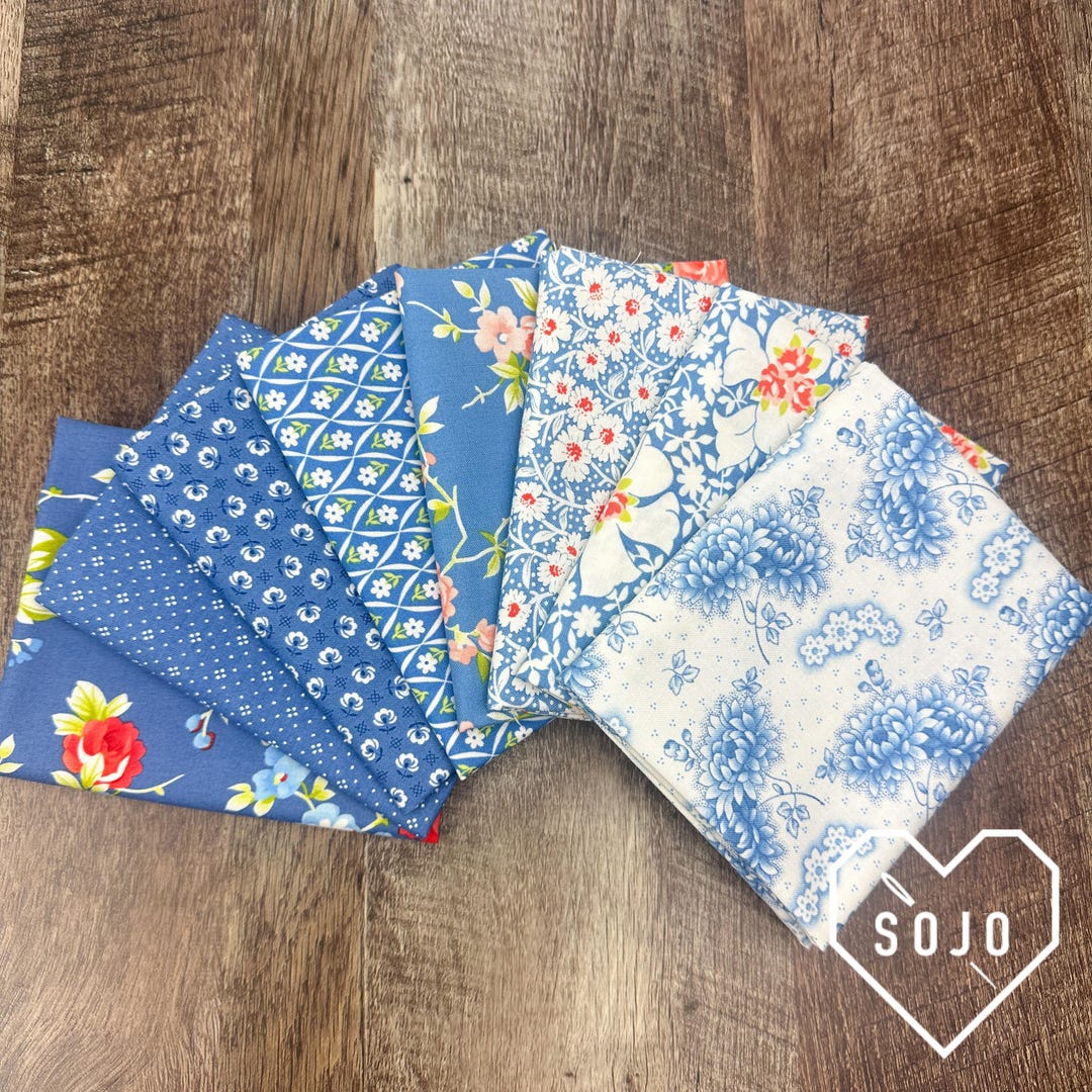 Rosie Blues Fat Quarter Bundle - by Fig Tree & Co - 100% Cotton - 8 ...