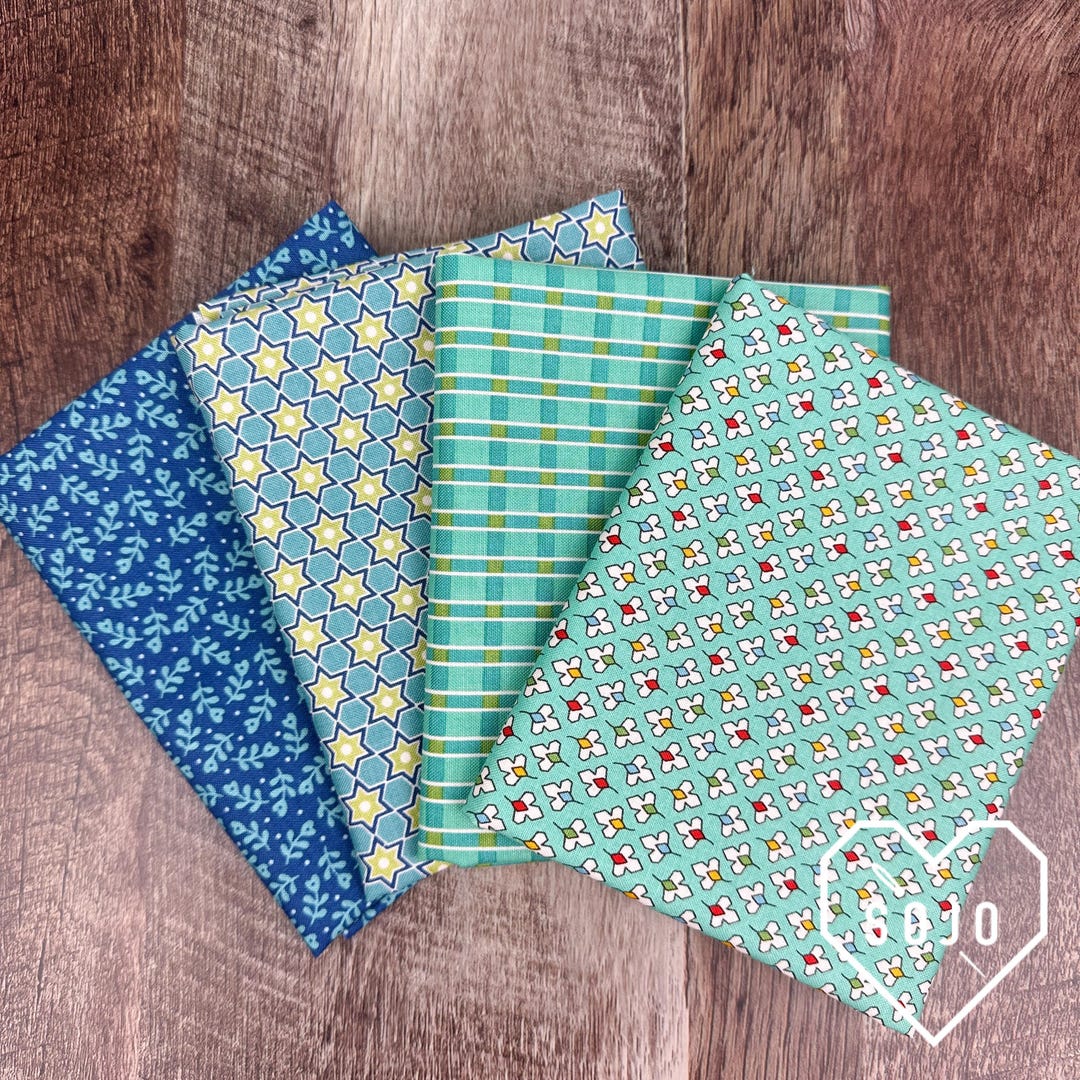 Home Town Holiday Teal/blue Fat Quarter Bundle - by Lori Holt of Bee in ...