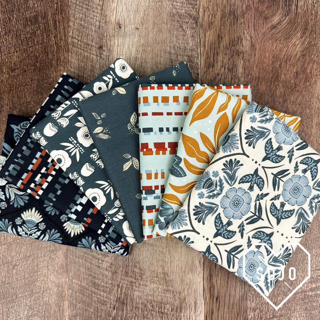 Folk & Lore Blue Colorway Fat Quarter Bundle by Fancy That Design House ...
