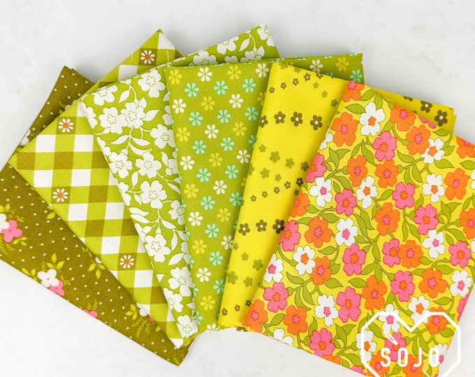 Mini Green Flower Power Fat Quarter Bundle - Designed by Maureen ...