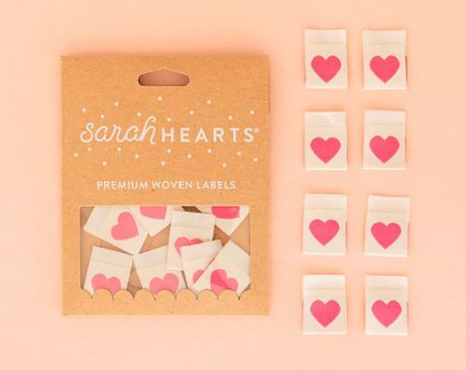 Sarah Hearts Premium Woven Tags Pink Heart Perfect for All Your ...