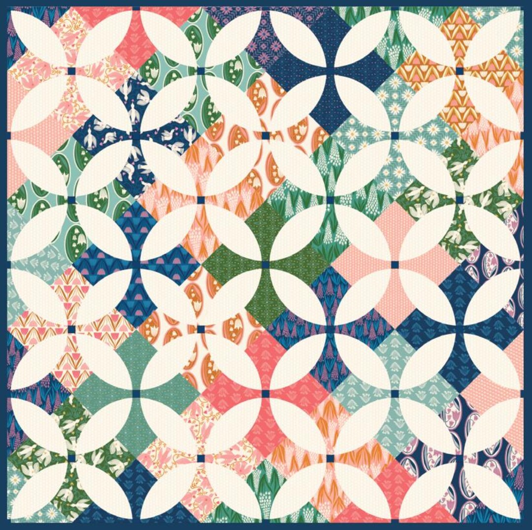 Flowering Patchwork Quilt Kit - Pattern Designed by Crinkly Quilts - Fabric Used is Endpaper by ...