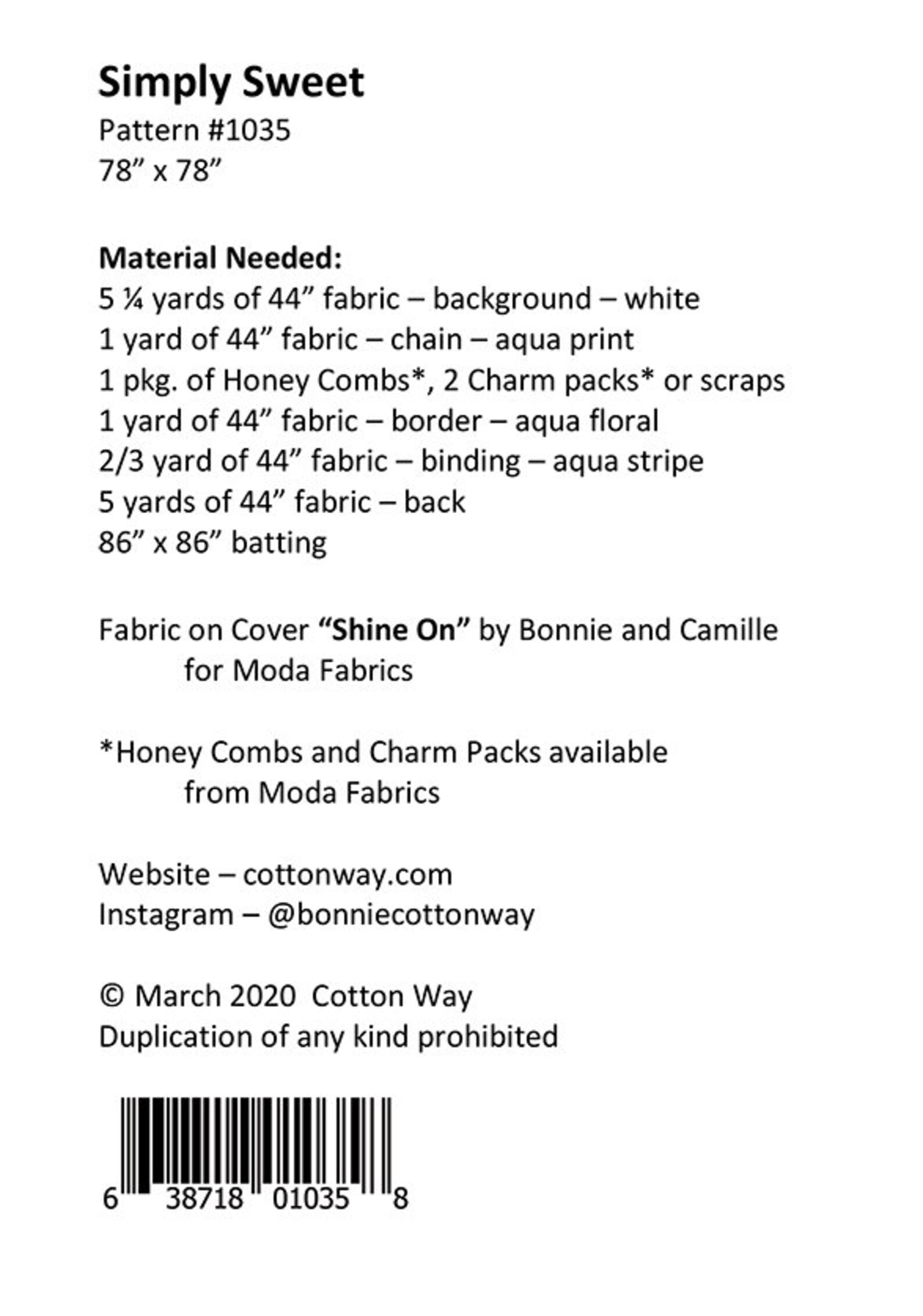 Simply Sweet Quilt Pattern Shine on Fabrics by Bonnie & - Etsy