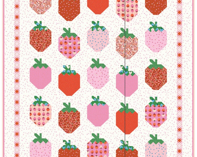 Strawberry Social Quilt Kit - Made With Strawberry Friends - Designed ...