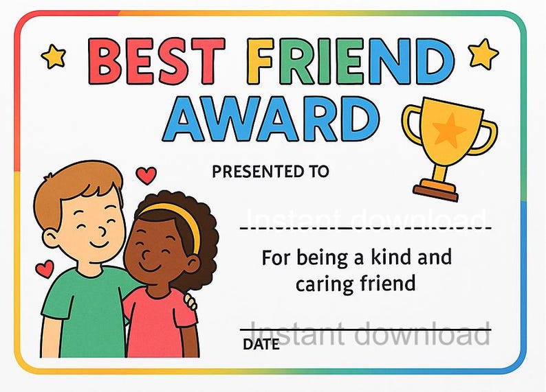 Printable Kids Award Certificates Digital Print Instant Download ...