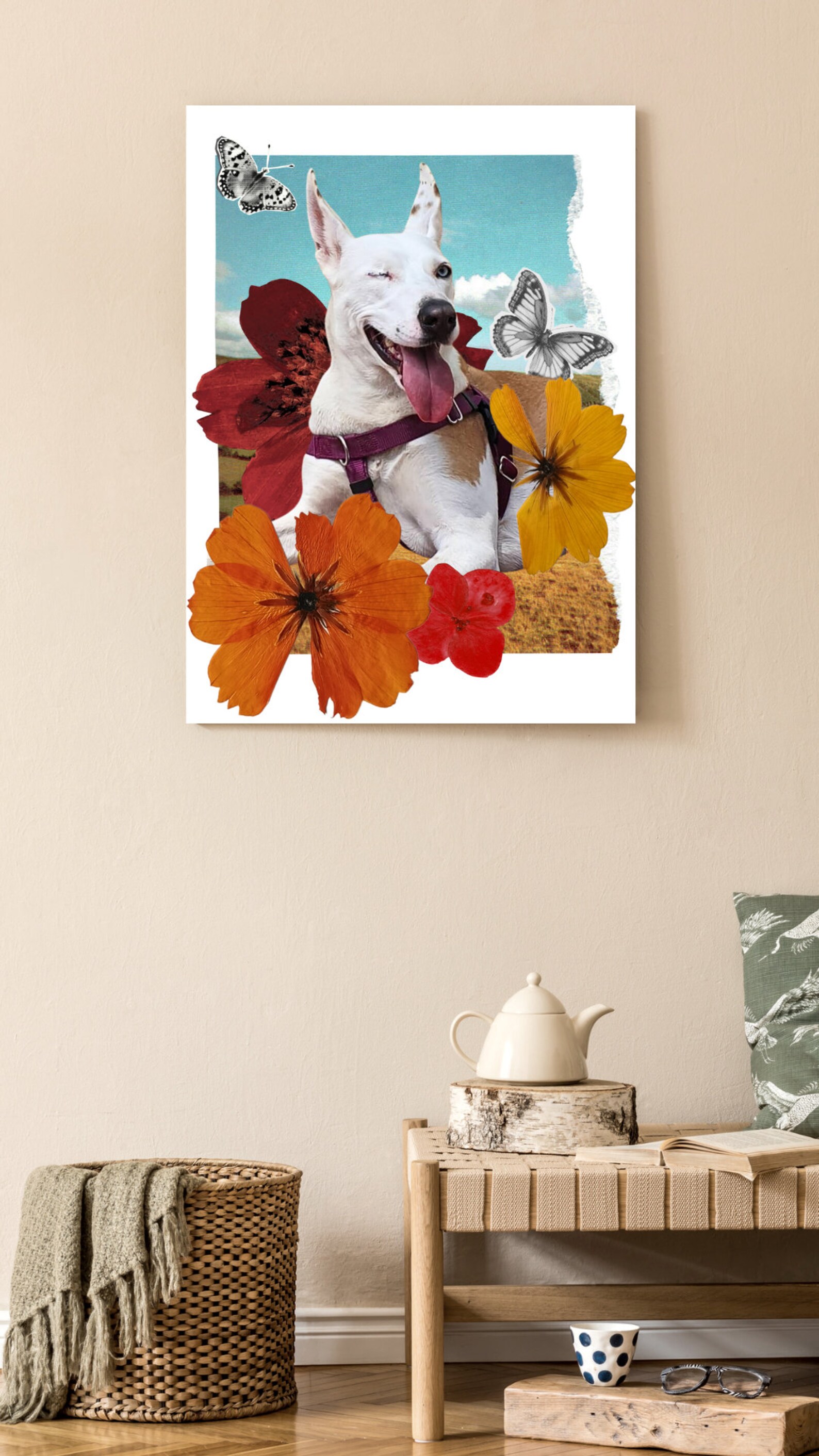 Personalized Pet Portrait Collage With Colorful Floral Background ...