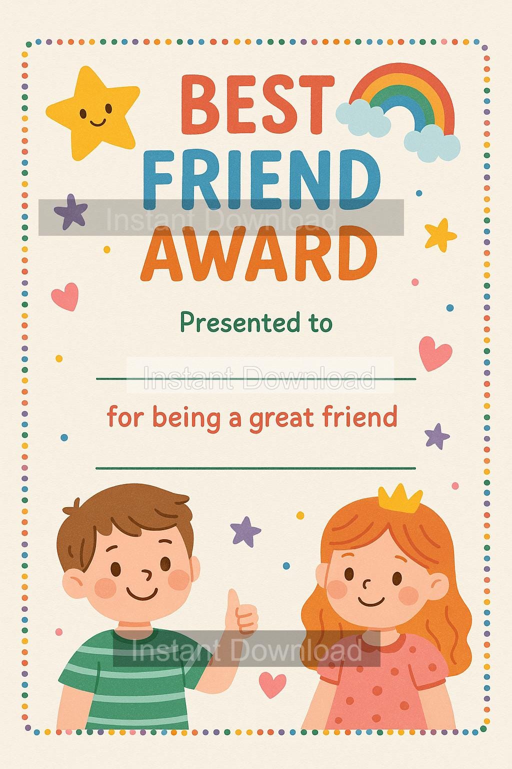 Printable Kids Award Certificates Digital Print Instant Download ...