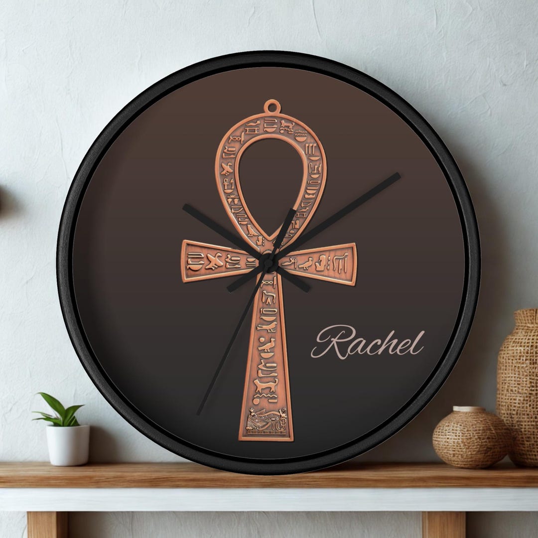 Spiritual Egyptian Ankh Clock: Wooden Wall Decor for Home Office, Luck ...