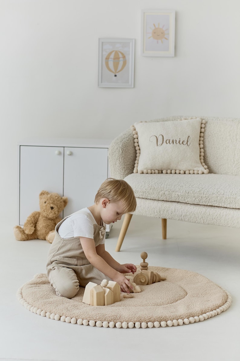 Brown Play Mat, Baby Gifts Shower, Round Baby Play Mat, Bouclé Children ...